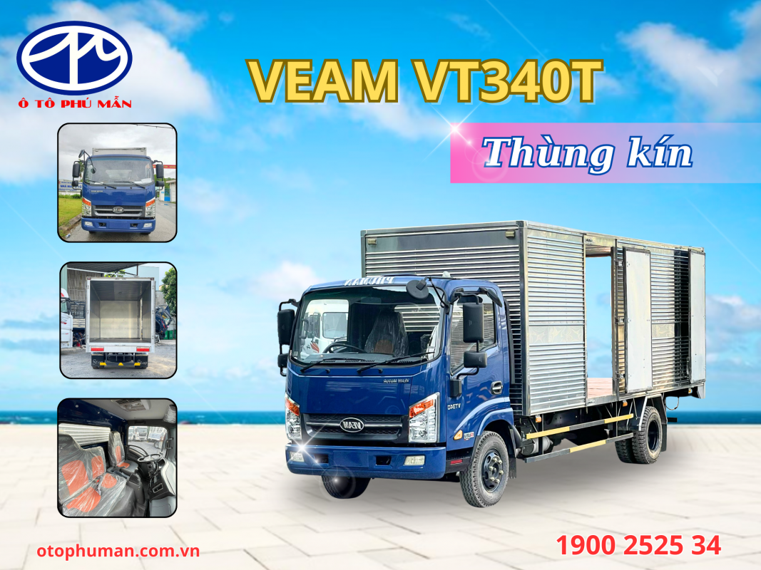 Xe tải VEAM VT340T thùng kín màu xanh - Vượt trội trong phân khúc tải ...